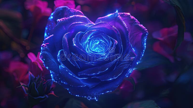 Heart Blue Rose with Enchanting Realms Stock Illustration ...