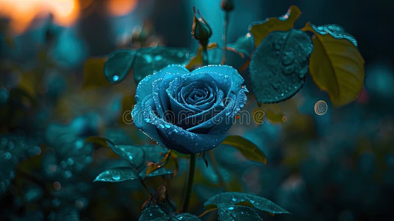 Heart Blue Rose with Enchanting Realms Stock Illustration ...