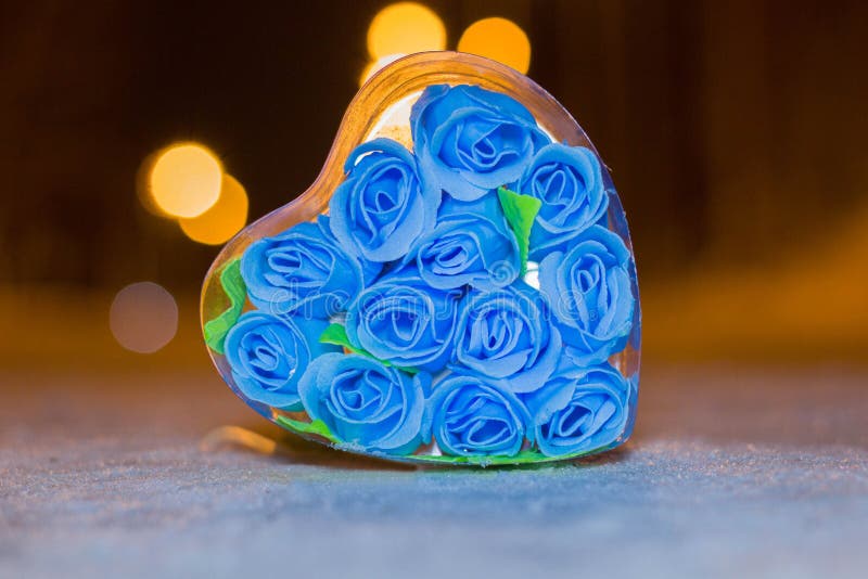 Heart of Blue Roses for Valentine`s Day Stock Image - Image of message ...