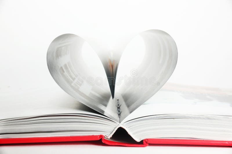 Open Book with Pages Forming Heart Shape . Stock Photo - Image of ...