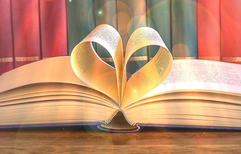 Heart and Book. a Open Book with Pages Forming the Heart, Rank of Books ...