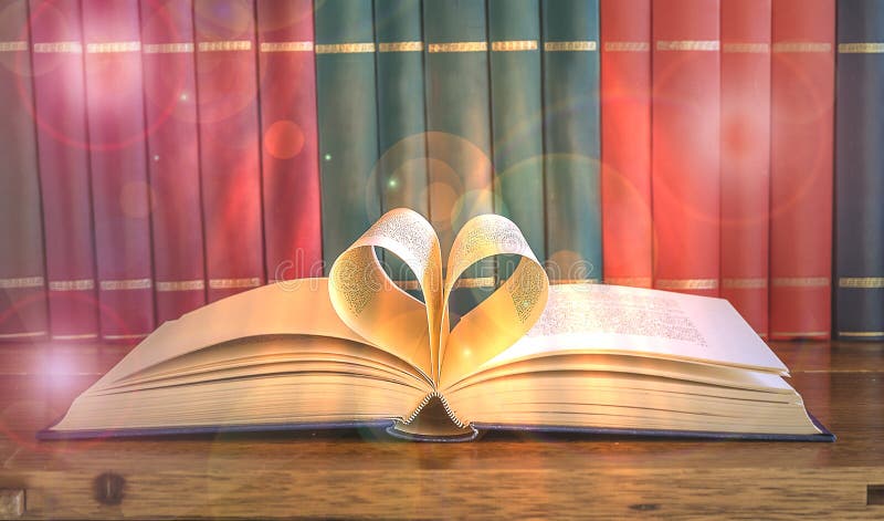 Heart and Book. a Open Book with Pages Forming the Heart, Rank of Books ...