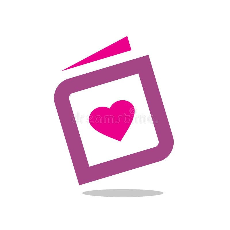 Love Book Logo Template, Heart Shape Combined with Book Symbol - Vector ...