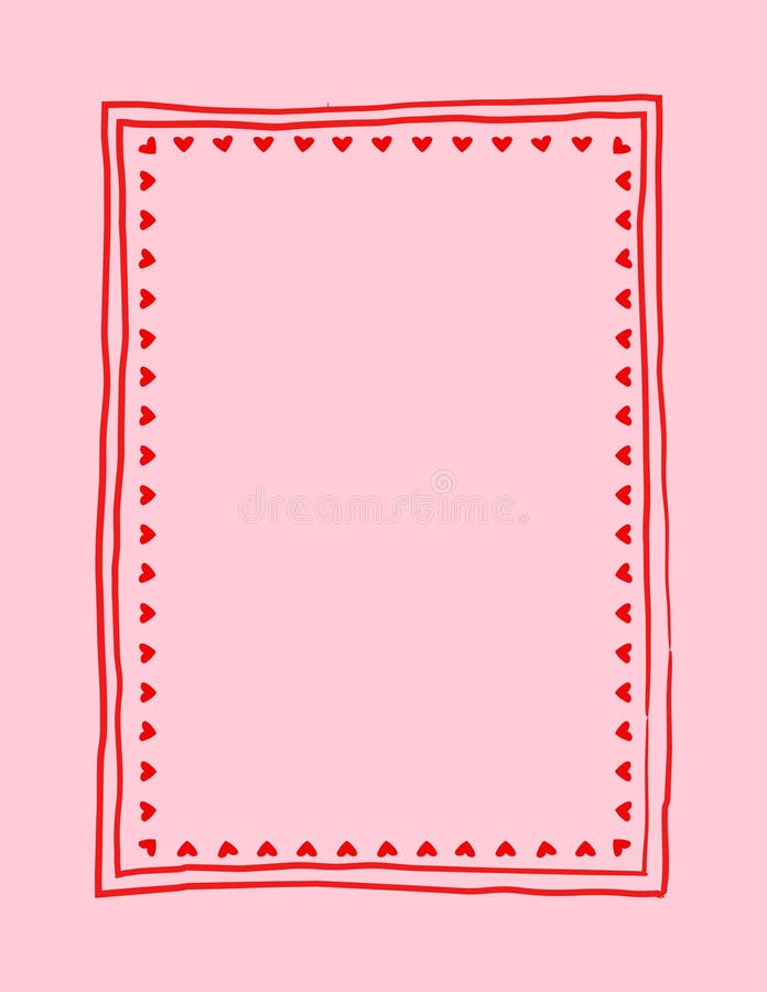 Heart Border Pink Background Frame Design. Vector Illustration Stock ...