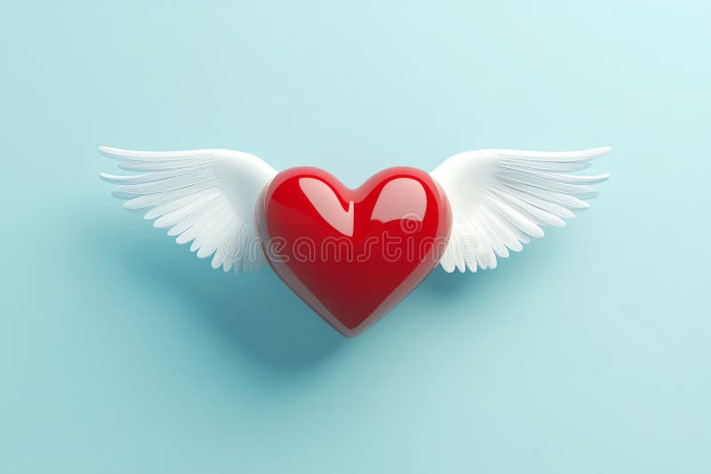 Heart with Both Side White Wing Icon, AI Generated Stock Illustration - Illustration of concept ...
