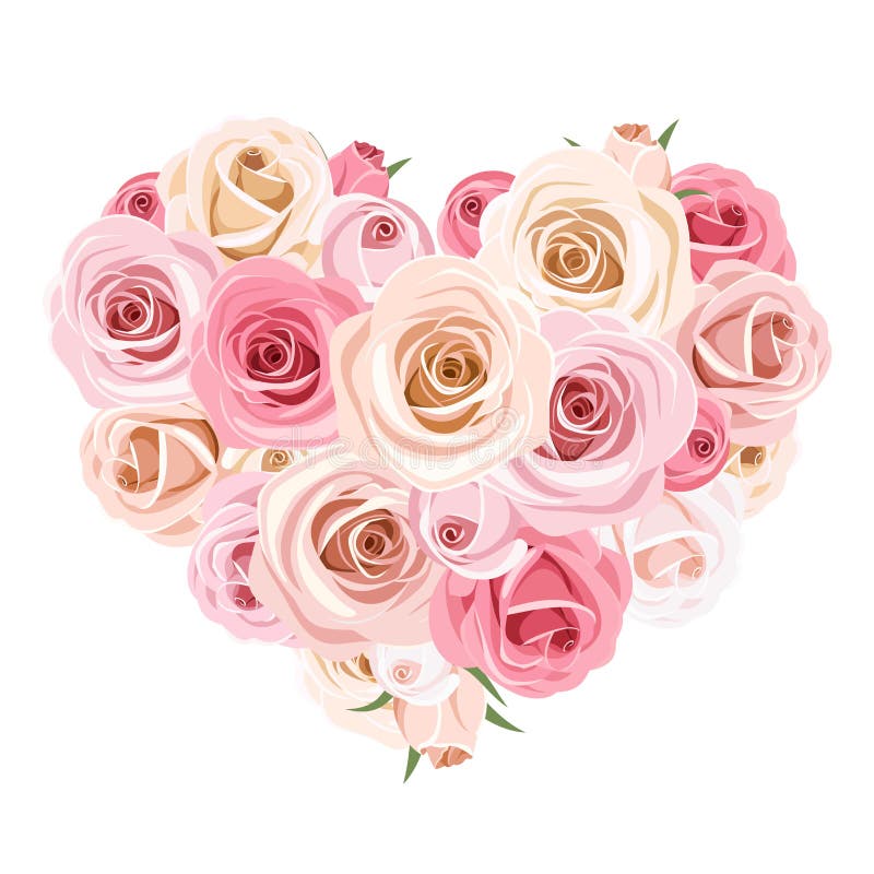Heart Bouquet of Pink Roses. Vector Illustration. Stock Vector ...
