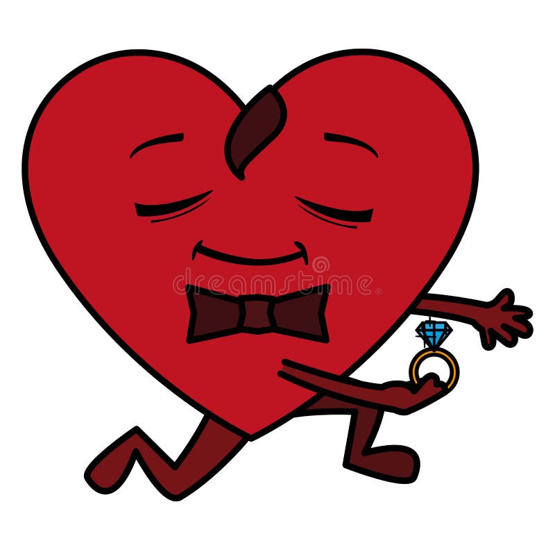 Heart with Bowtie Emoticon and Engagement Ring Stock Vector ...