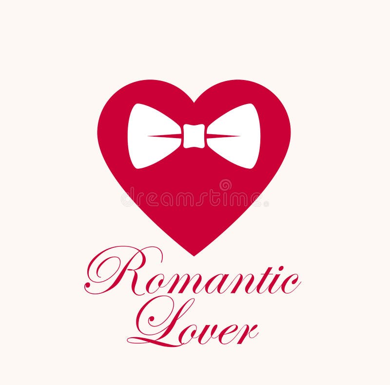 Heart with Bowtie Romantic Lover Gentleman Hipster Vector Logo Stock ...