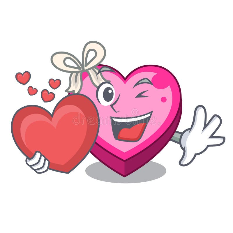 With Heart Heart Box Above Wooden Cartoon Table Stock Vector ...