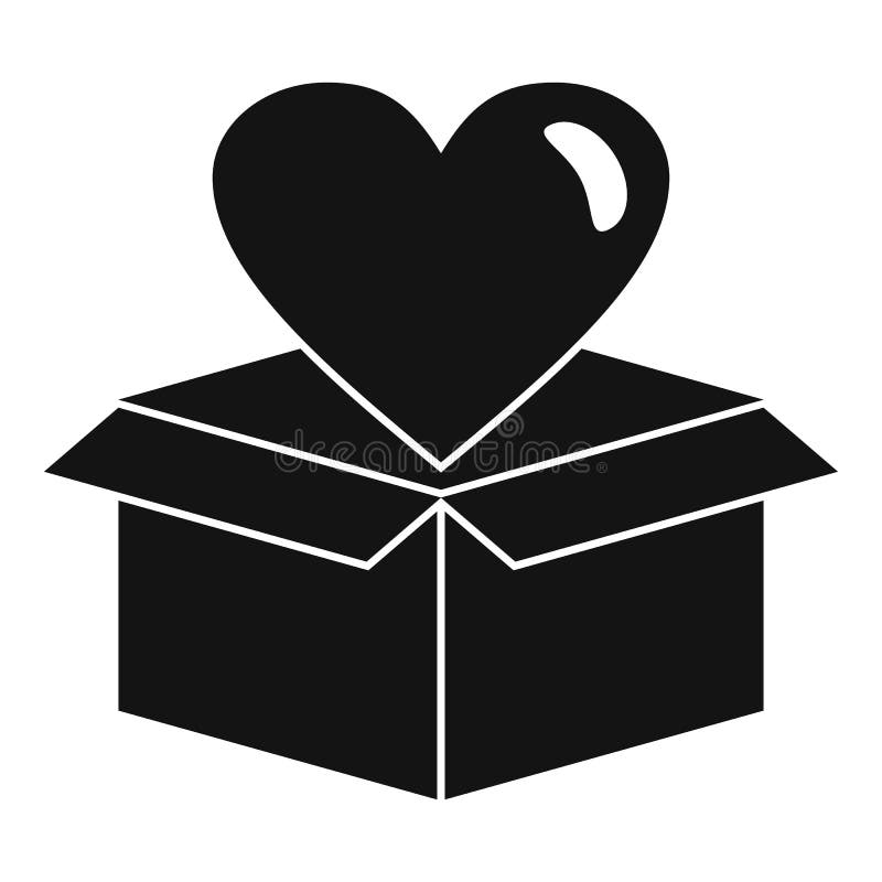Heart in Box Icon, Simple Style Stock Vector - Illustration of ...