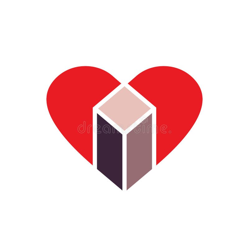 Heart Box Logo Icon Design Template Elements, Abstract Love with Cuboid ...