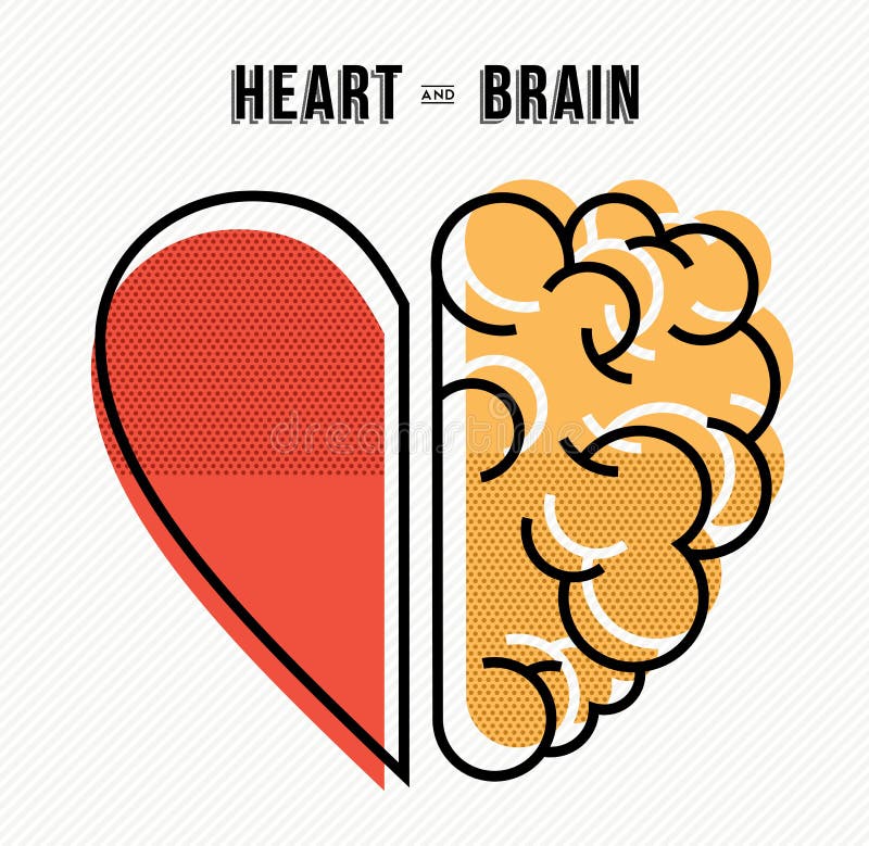 Heart and Brain Concept Design in Modern Style Stock Vector ...