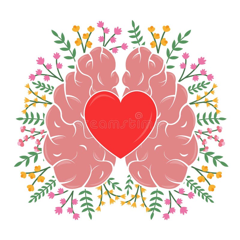 Heart and Brain Concept. Emotional Quotient and Intelligence. Icon and ...