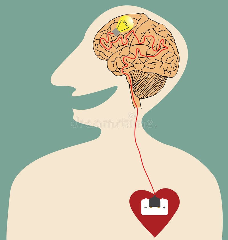 Heart, Brain and Idea Connected with Power Plug Stock Vector ...