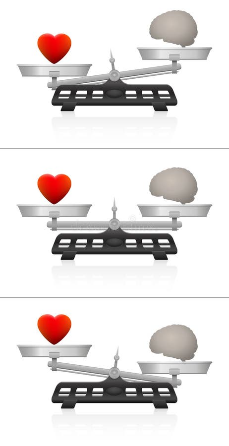 Heart Brain Importance Balance Weighing Scale Stock Vector ...