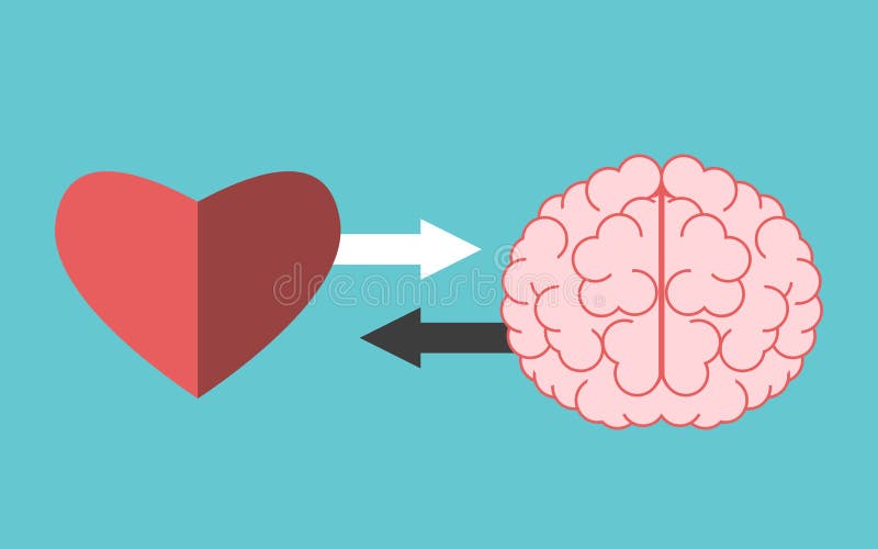 Heart and Brain Interaction Stock Vector - Illustration of inspiration ...