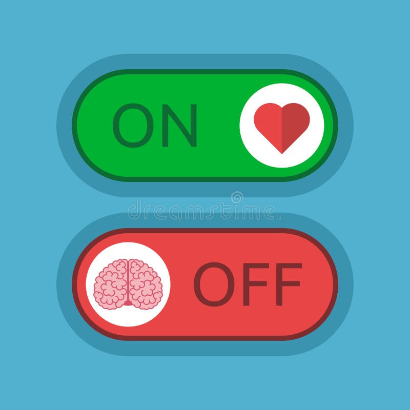 Heart on, brain off stock vector. Illustration of inspiration - 96199490
