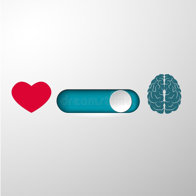 Heart and Brain Selection Button Stock Vector - Illustration of life ...
