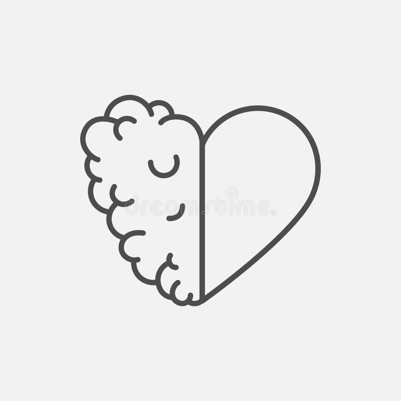 Heart and Brain Vector Symbol. Linear Style Sign for Mobile Concept and ...