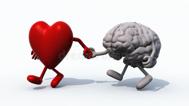 Heart and Brain that Walk Hand in Hand Stock Footage - Video of concept ...