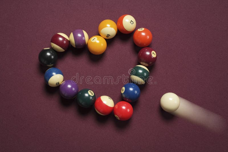 Heart Breaking Using Billiard Balls Stock Photo - Image of playing ...
