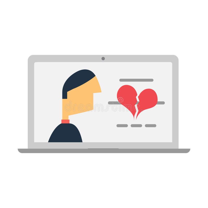 Heart Broken Icon and a Message in Laptop Screen Stock Vector ...