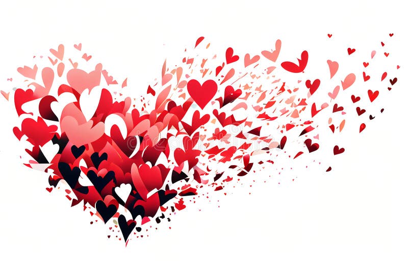 The Heart Broken into Many Pieces Over White Background Stock ...