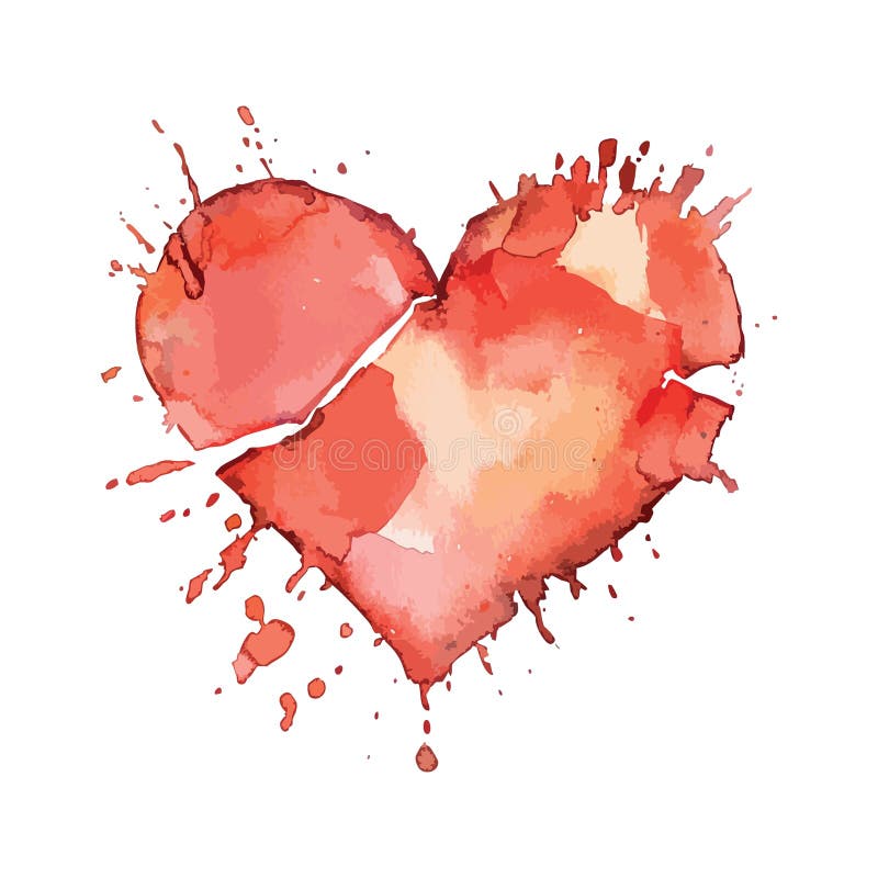 Heart with a Broken Piece Missing. the Heart is Red and Has Splatters ...