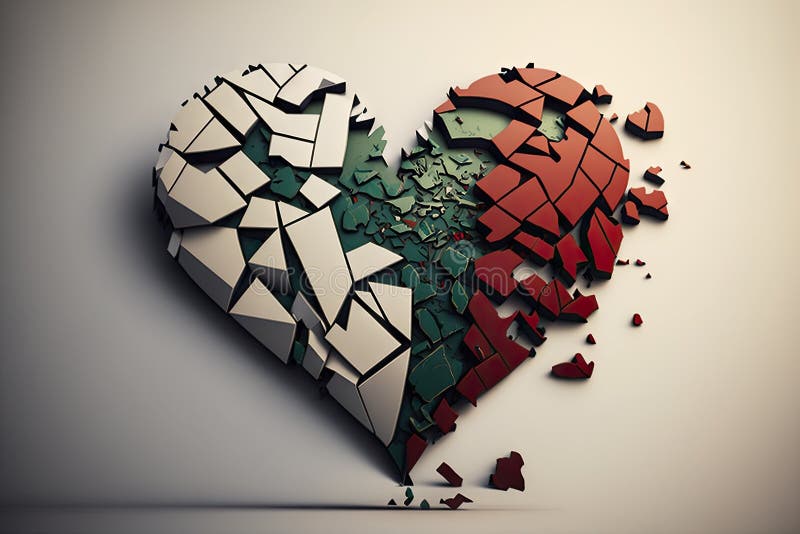 A Heart Broken Into Pieces With Each Piece Representing A Different Person Or Experience Stock