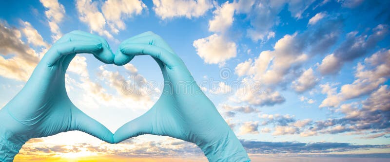 Heart Build Doctor Hands on Sky Clouds Background Stock Photo - Image ...