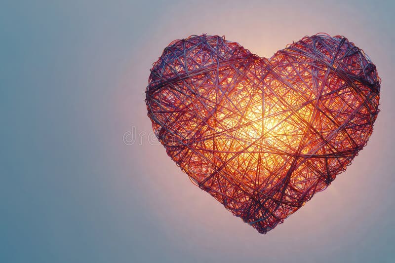 A Heart of Burning Threads, Shining from within. Space for Text. Stock ...