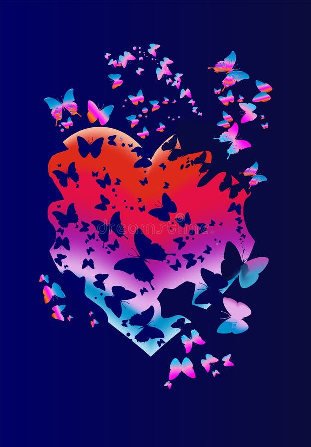 Heart of butterflies stock vector. Illustration of abstract - 25785056