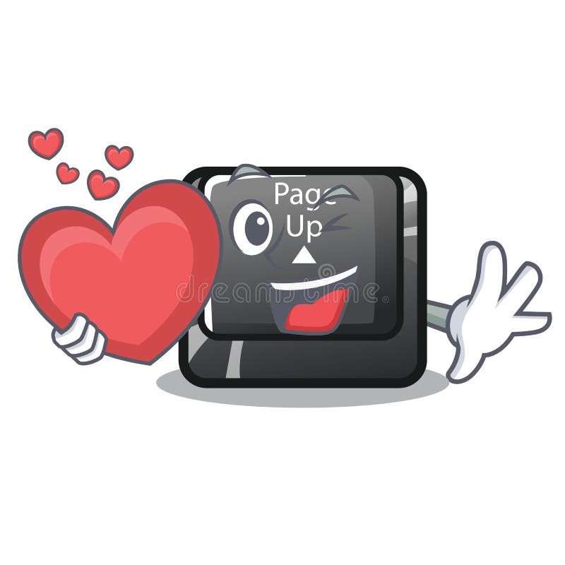 With Heart Button Page Up on Computer Cartoon Stock Vector ...