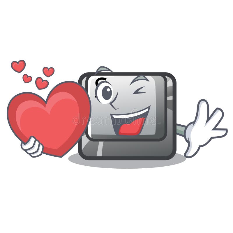 With Heart Button S on a Computer Cartoon Stock Vector - Illustration ...