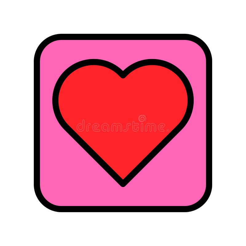 Heart Button Vector Illustration, Filled Style Icon Editable Outline ...