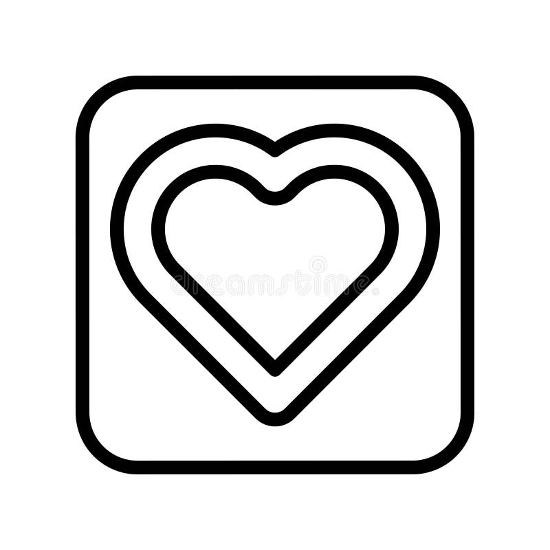 Heart Button Vector Illustration, Line Style Icon Editable Outline ...