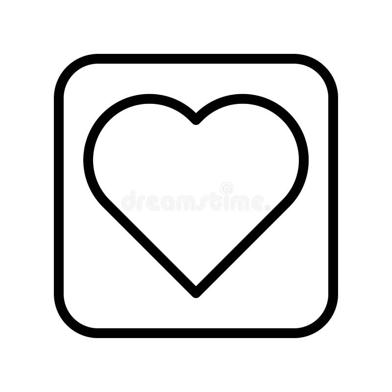 Heart Button Vector Illustration, Line Style Icon Editable Outline ...