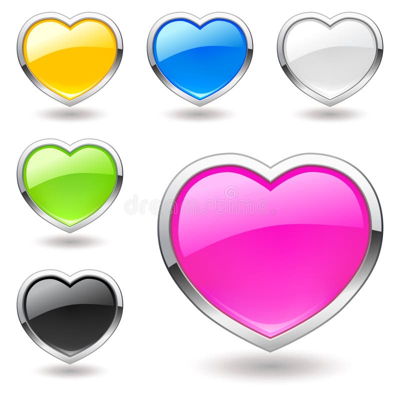 Heart (buttons) Icons Set. Valentine. Stock Vector - Illustration of ...