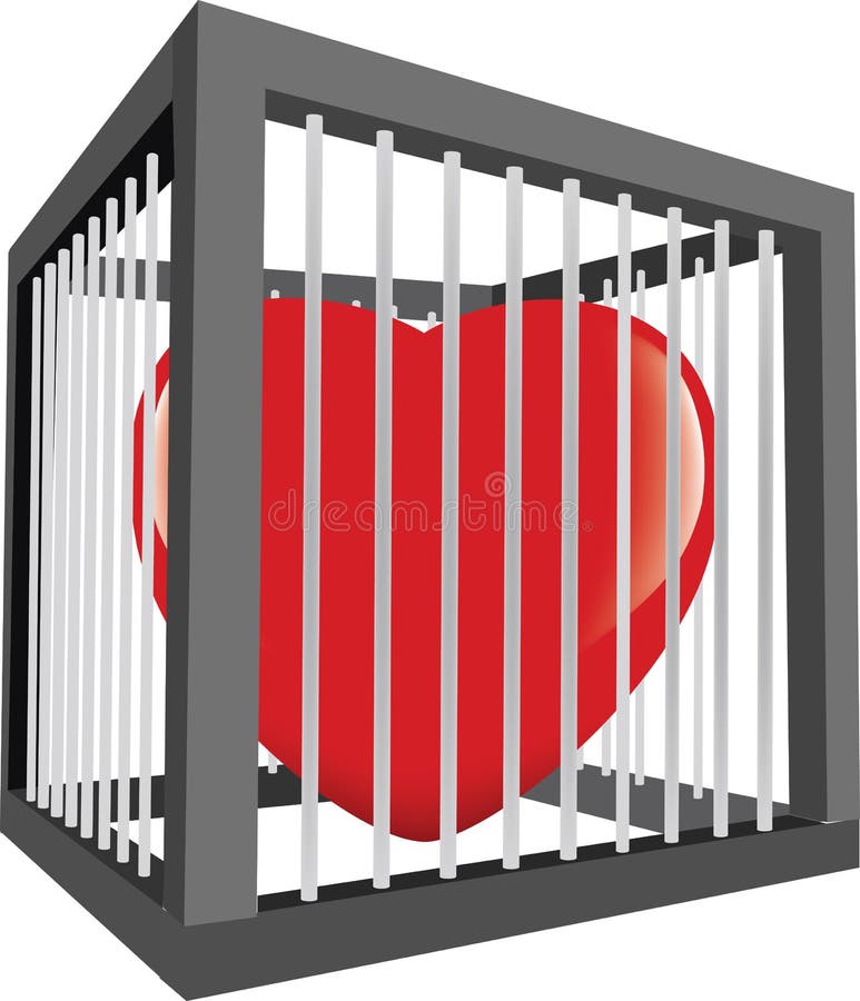 Heart, locked in a cage. stock illustration. Illustration of night ...
