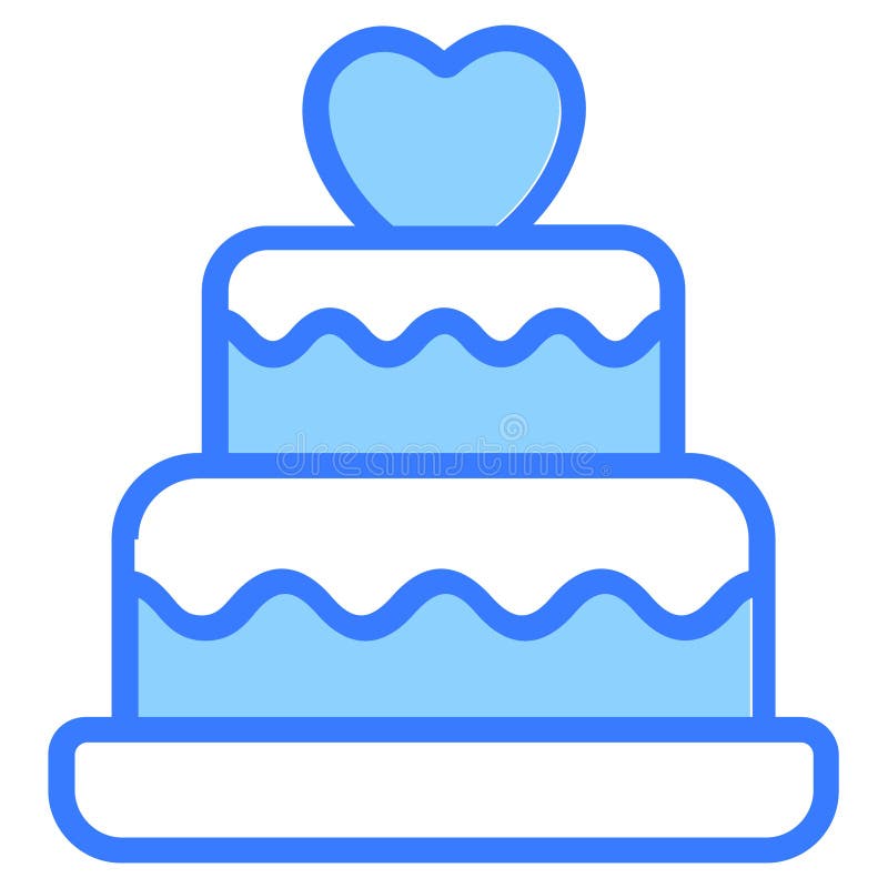 Heart Cake, Food Icon, Simple Design Blue Line Stock Vector ...