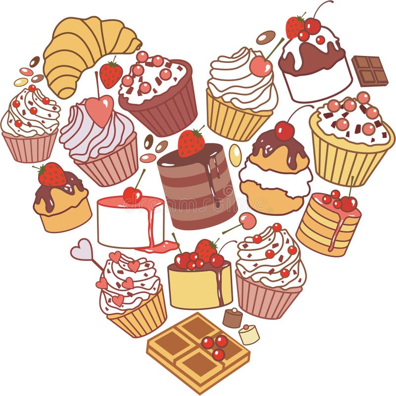 Heart of cakes stock vector. Illustration of decoration - 37527086
