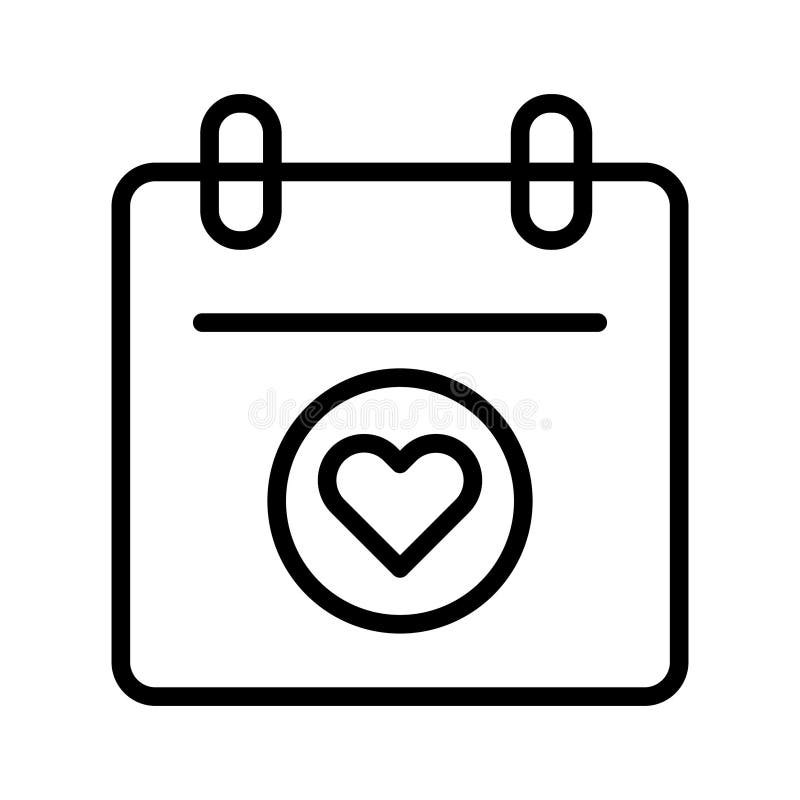 Heart Calendar Isolated Vector Icon that Can Be Easily Modified or ...