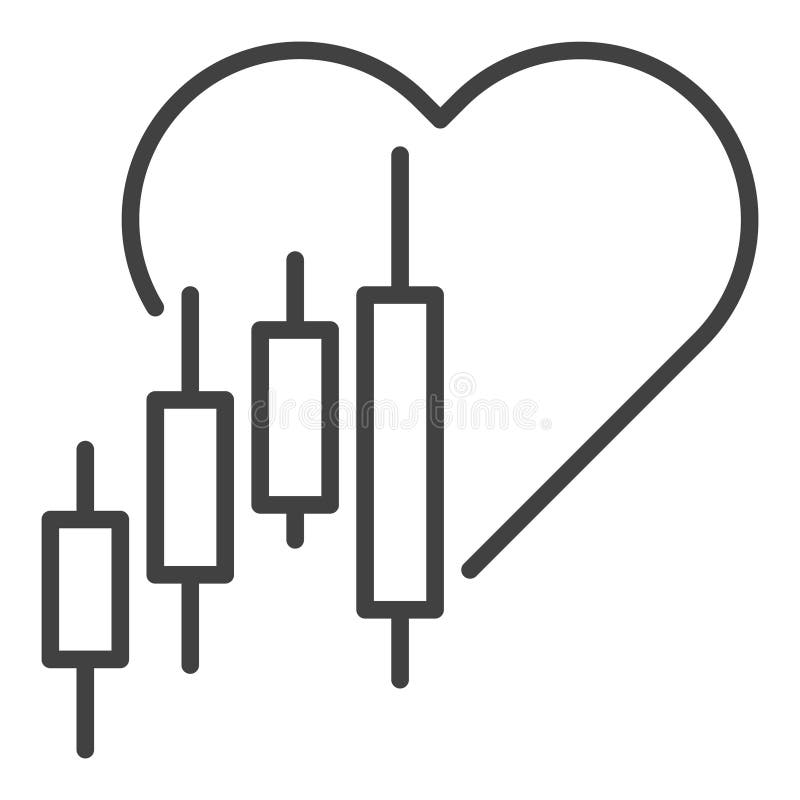Heart and Candlestick Chart Vector Investment Analysis Linear Icon or ...