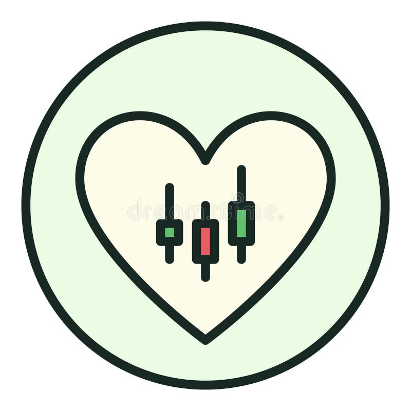 Heart with Candlestick Chart Vector Trading Lover Colored Round Icon or ...