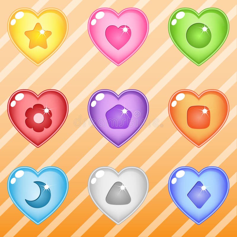 Heart Candy Block Puzzle Button Glossy Jelly. Stock Vector ...