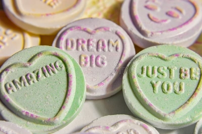 Heart Candy with Inspirational Words Editorial Stock Image - Image of ...