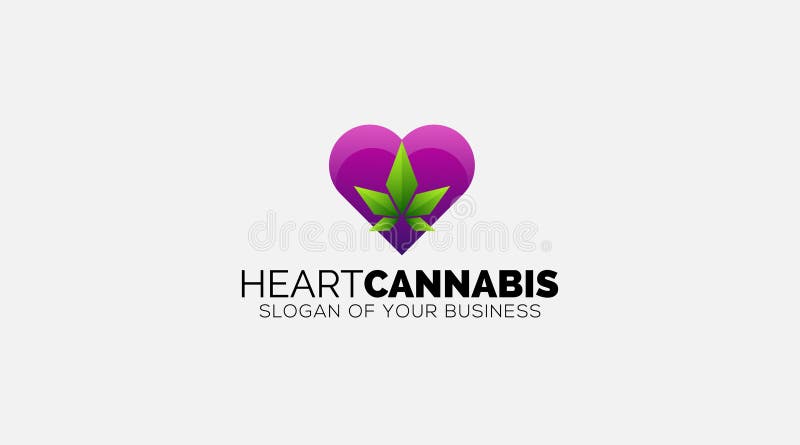 Heart of Cannabis with Inscription Love Logo Design Stock Vector ...