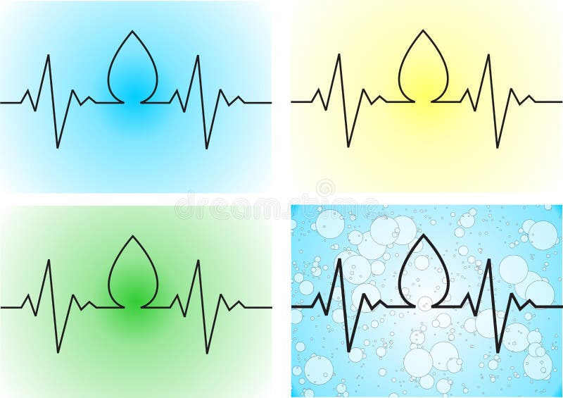 Heart Cardiogram with Drop on it Stock Illustration - Illustration of ...
