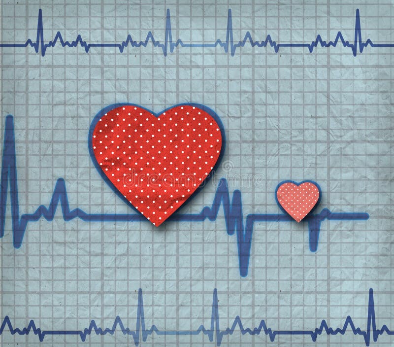 Heart Cardiogram with Two Hearts on it Stock Illustration ...