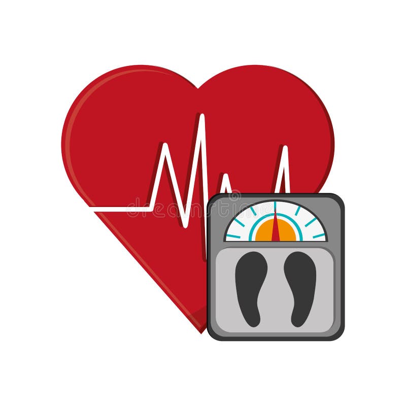 Heart Cardiogram and Weight Scale Icon Stock Vector - Illustration of ...
